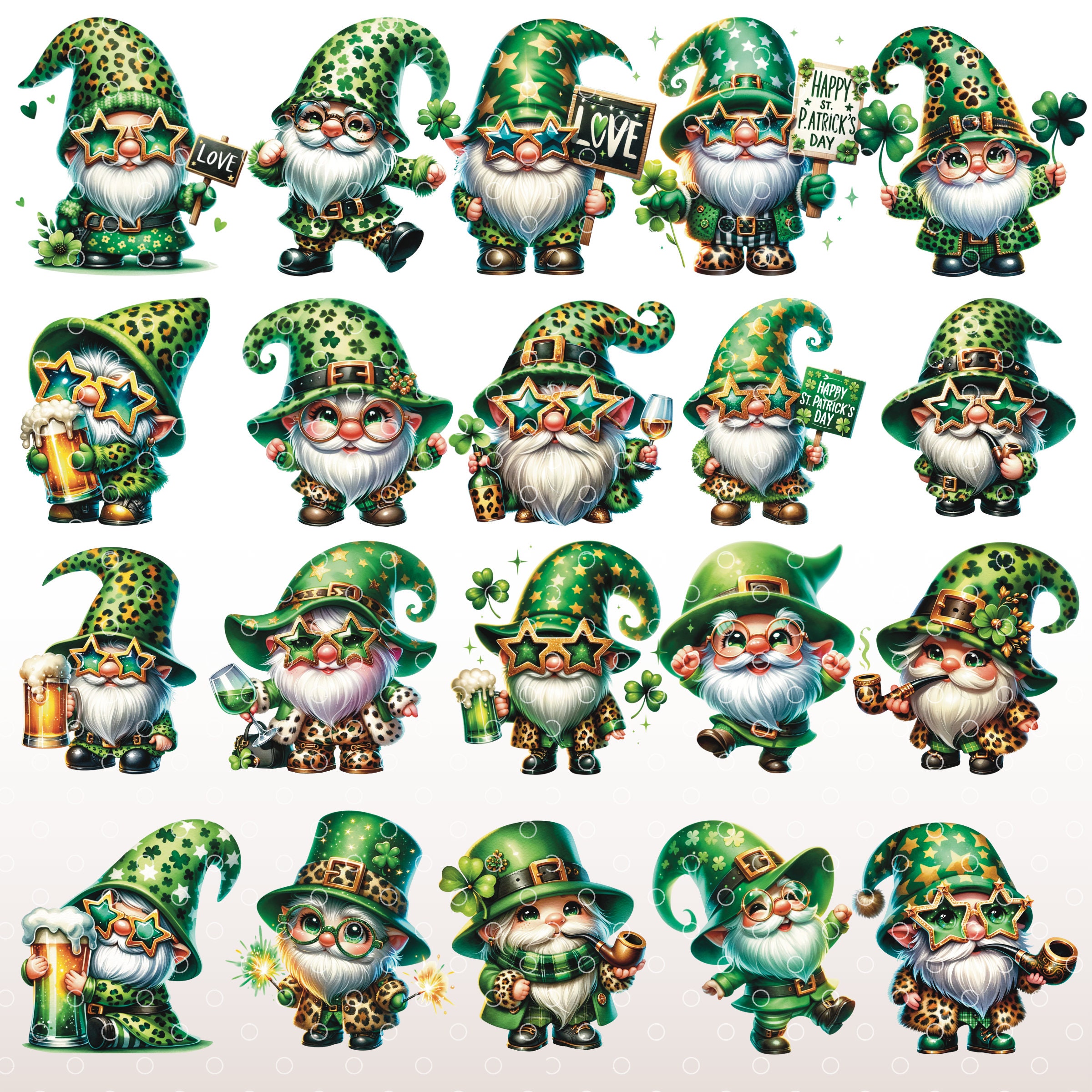 St Patrick Gnomes Clipart Watercolor PNG Saint Patrick Day, Commercial ...