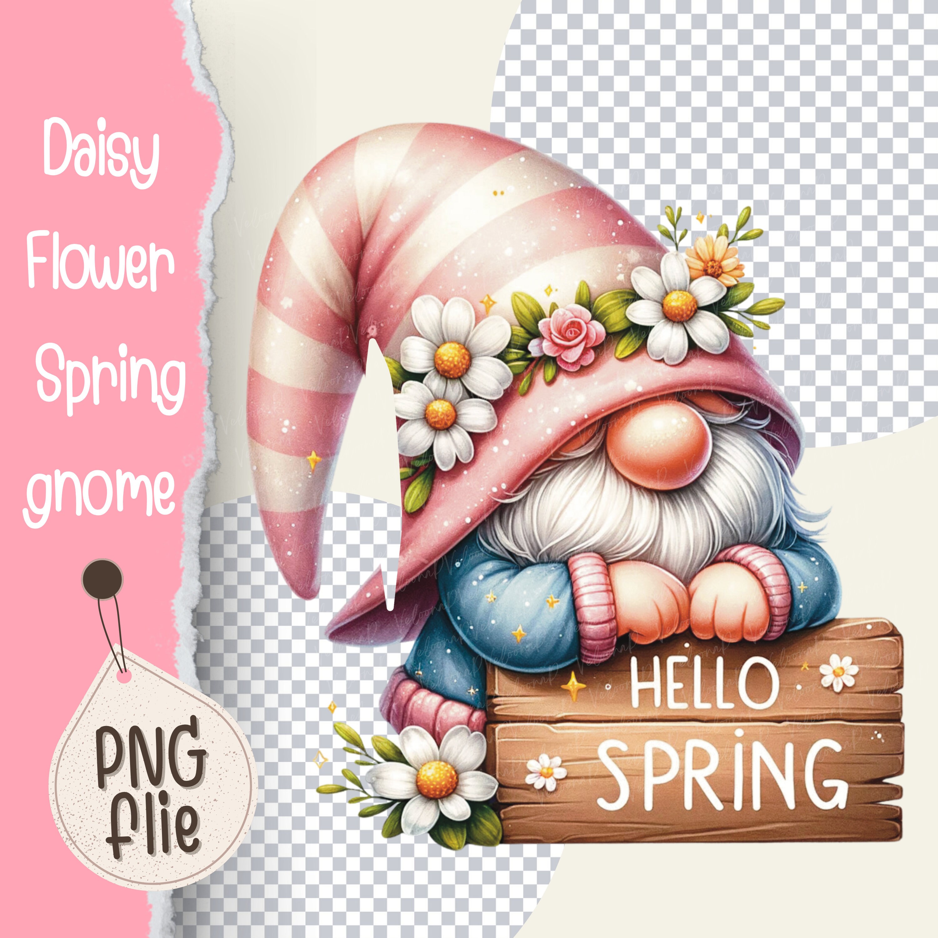 Watercolor Spring Gnomes PNG, Daisy Spring Gnomes, Spring Gnomes ...