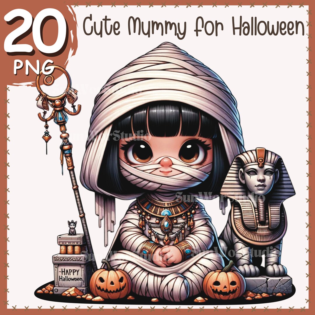Watercolor Halloween Mummy Clipart, Halloween PNG, Cute Halloween ...
