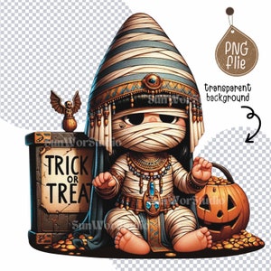 Watercolor Halloween Mummy Clipart, Halloween PNG, Cute Halloween ...