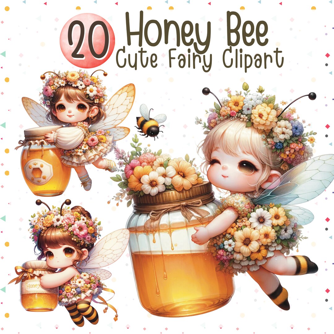 Fairy Honey Bee Clipart, Fairy Honey Bee, Fairy Bee Watercolor Clipart ...