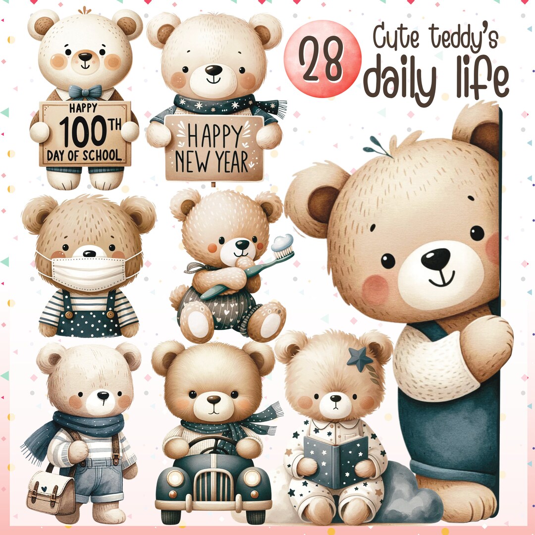 Watercolor Teddy Bear, Cute Teddy, Watercolor Clipart, Teddy for Kids ...