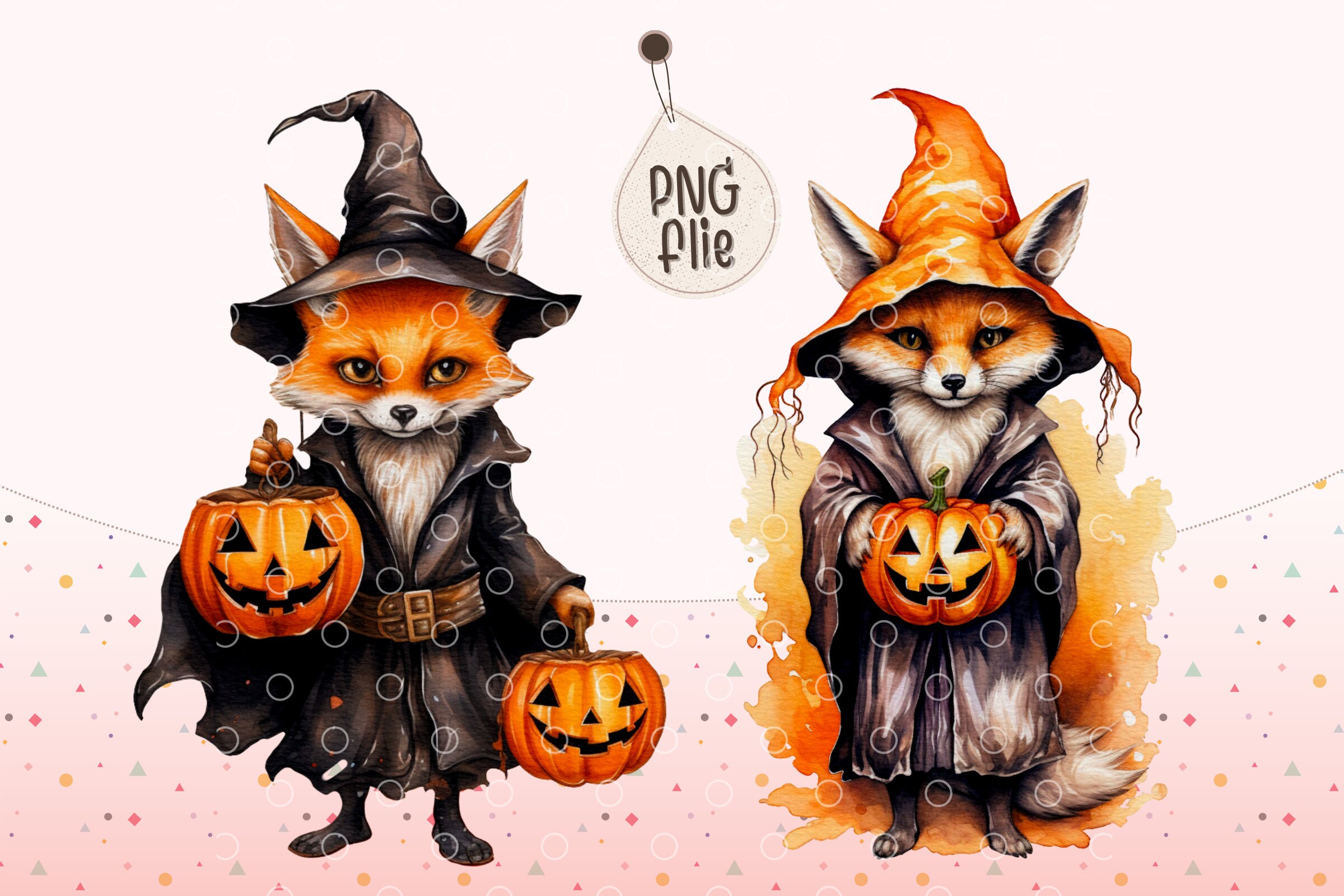 Halloween Fox Clipart Halloween PNG Witch Fox Wildlife - Etsy
