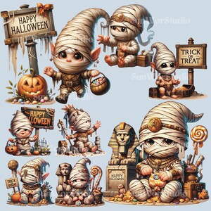 Watercolor Halloween Mummy Clipart, Halloween PNG, Cute Halloween ...