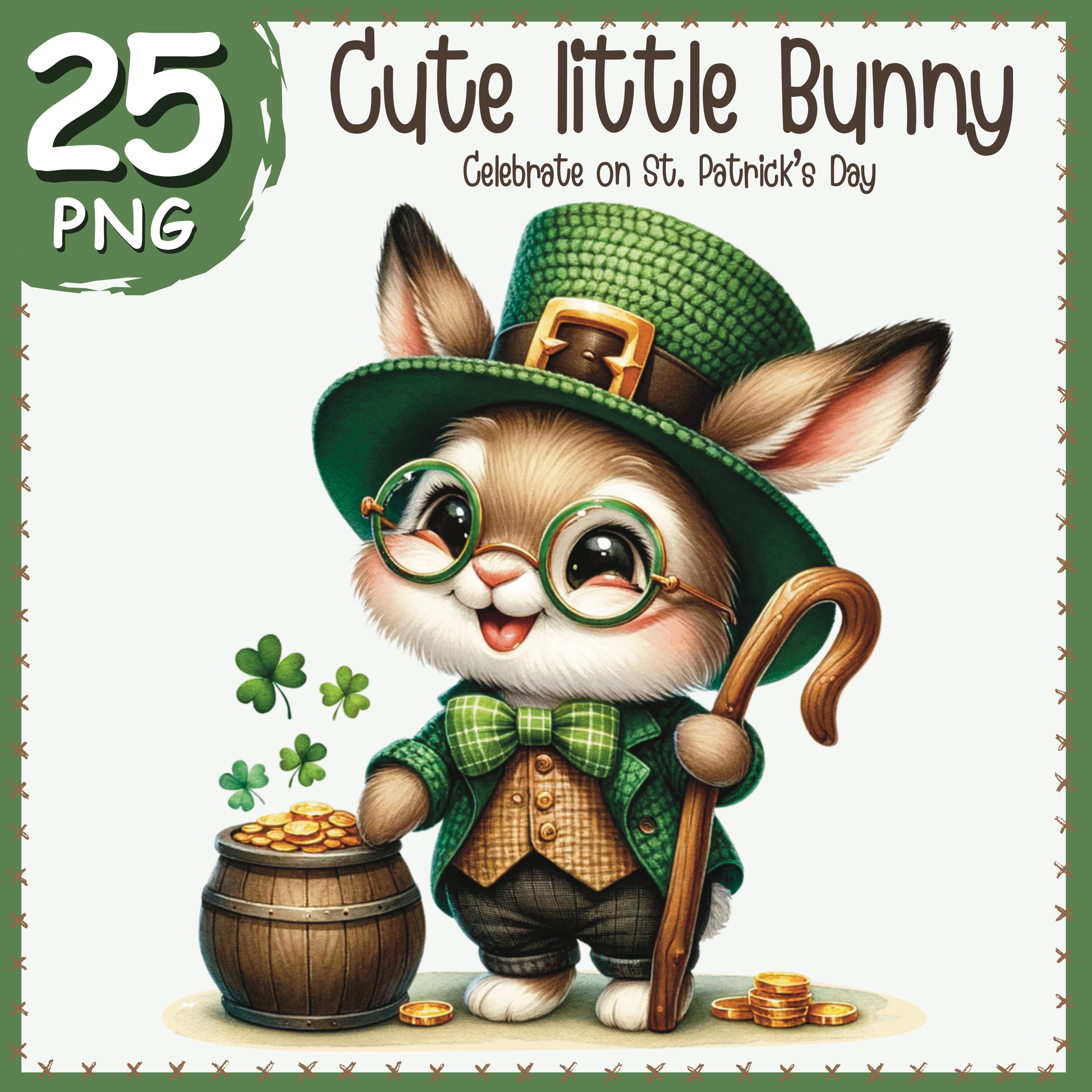 Cute Little Bunny on St Patrick's Day PNG, Saint Patrick's Day Clipart ...