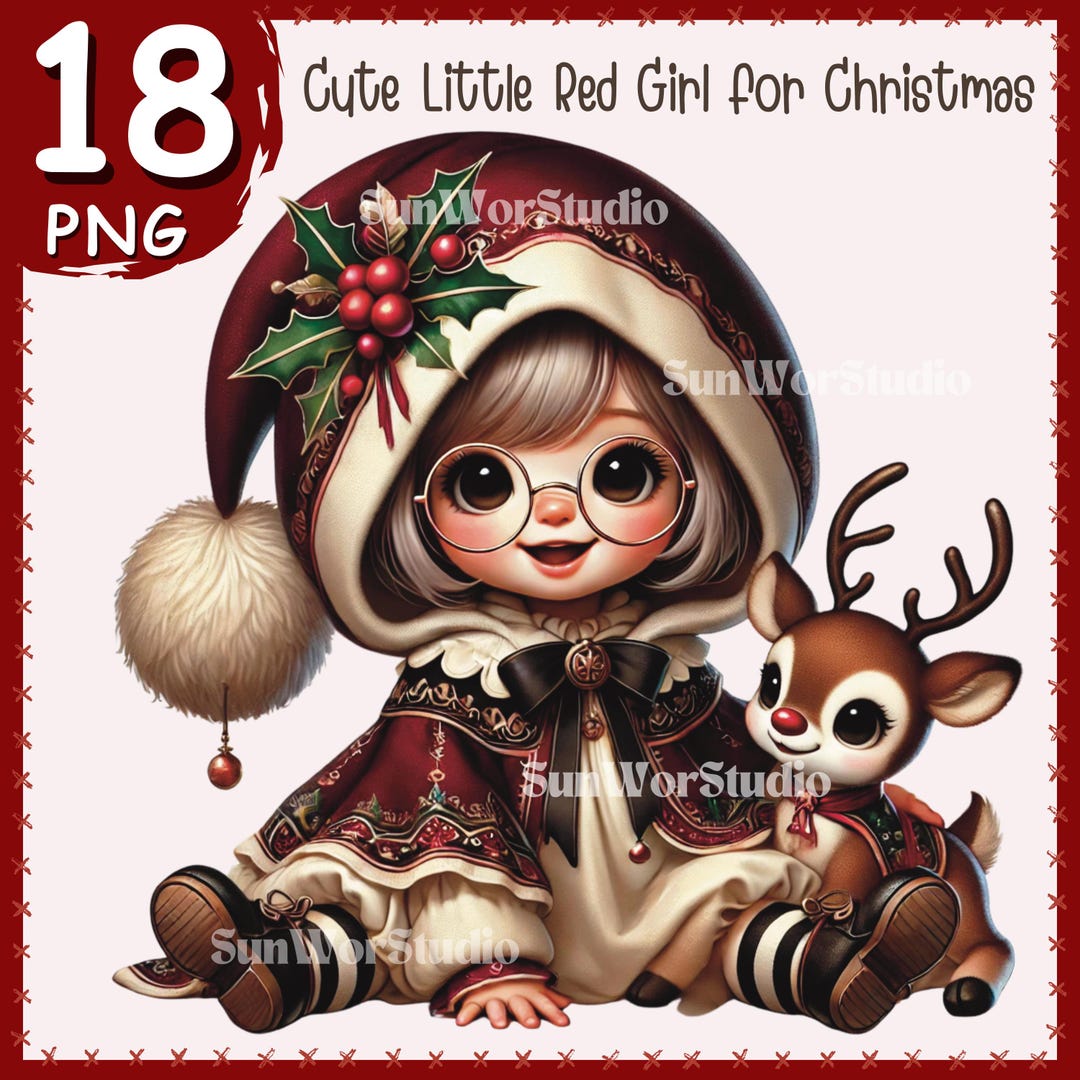 Cute Christmas Girl Clipart, Cute Doll Clipart, PNG Clipart Holiday ...