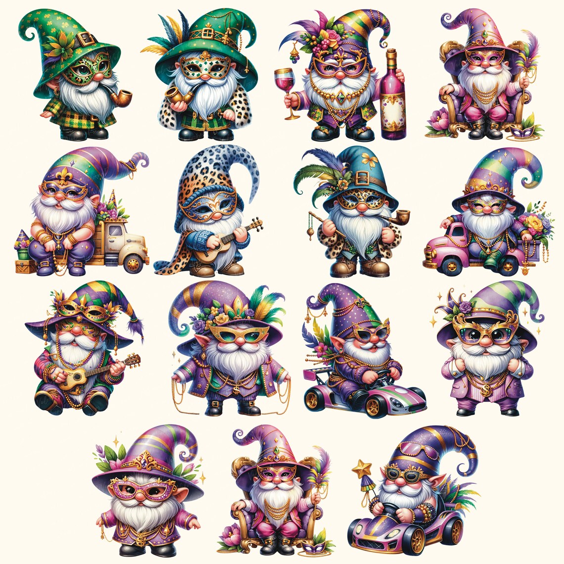 Mardi Gras Gnome Sublimation Design Mardi Gras Printable Clipart ...