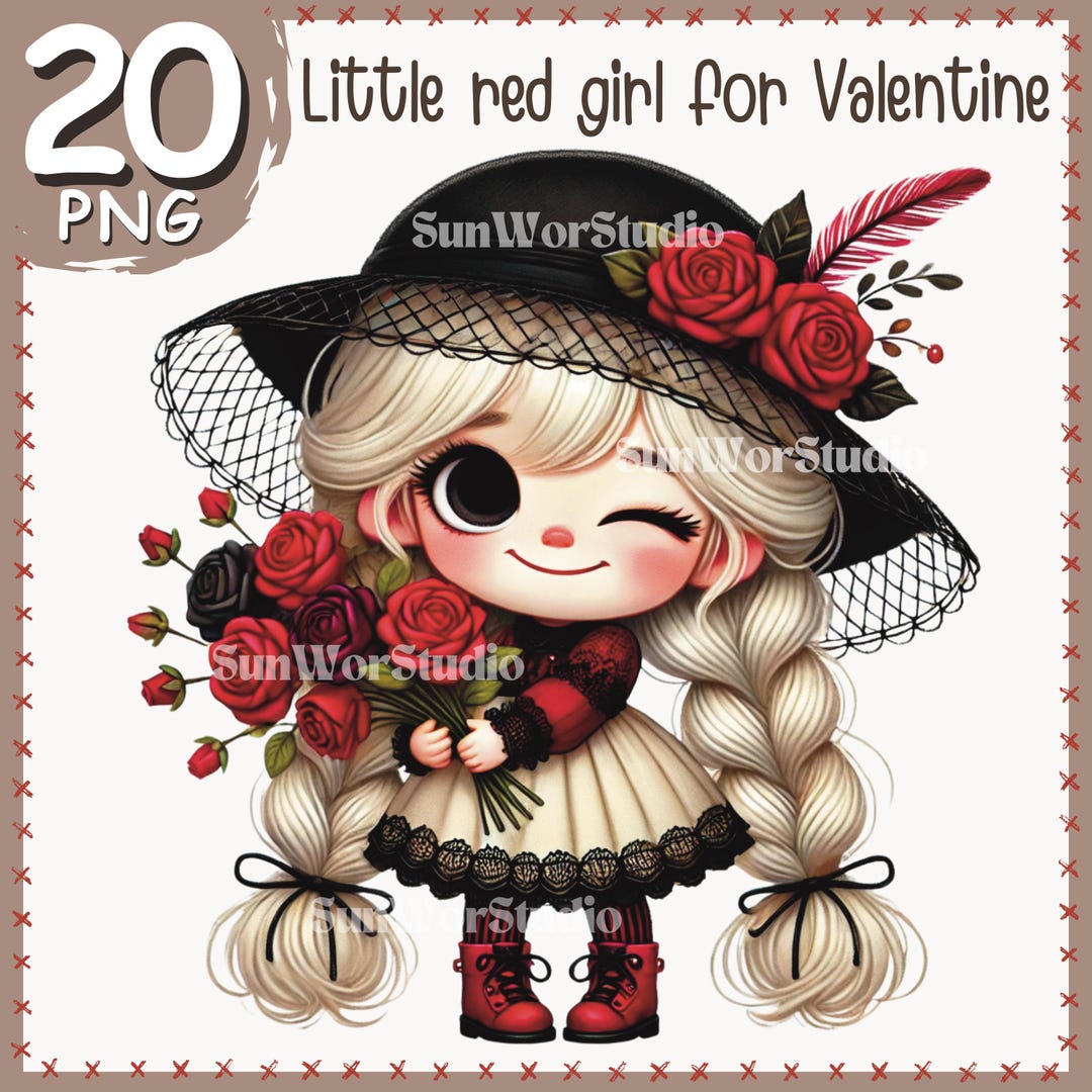 20 Whimsical Bookworm Girls Clipart Bundle Quirky Girls Clipart Cute ...