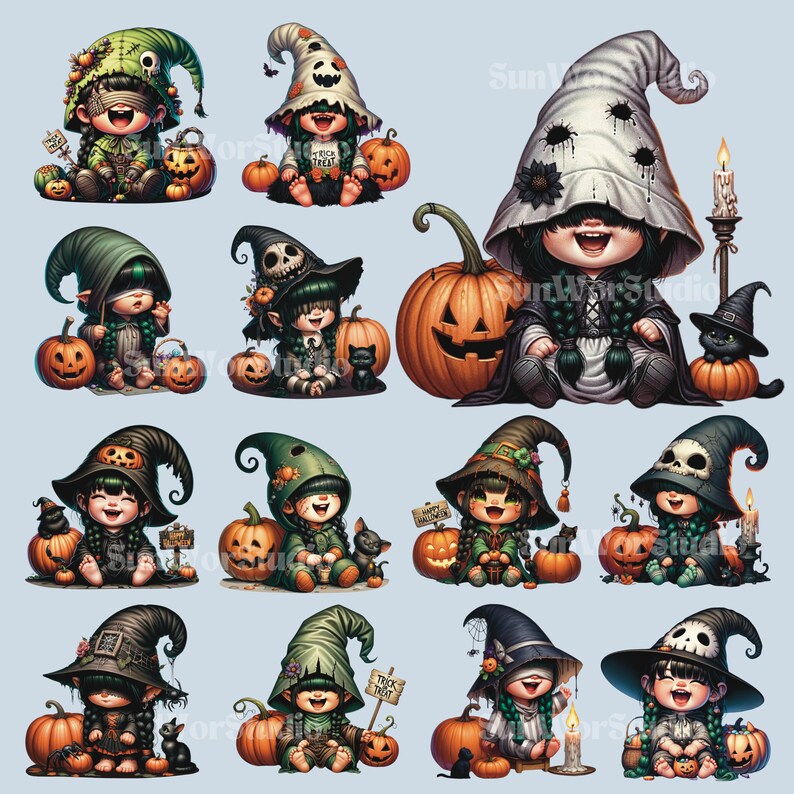 Watercolor Halloween Zombies Clipart, Halloween PNG, Cute Halloween ...