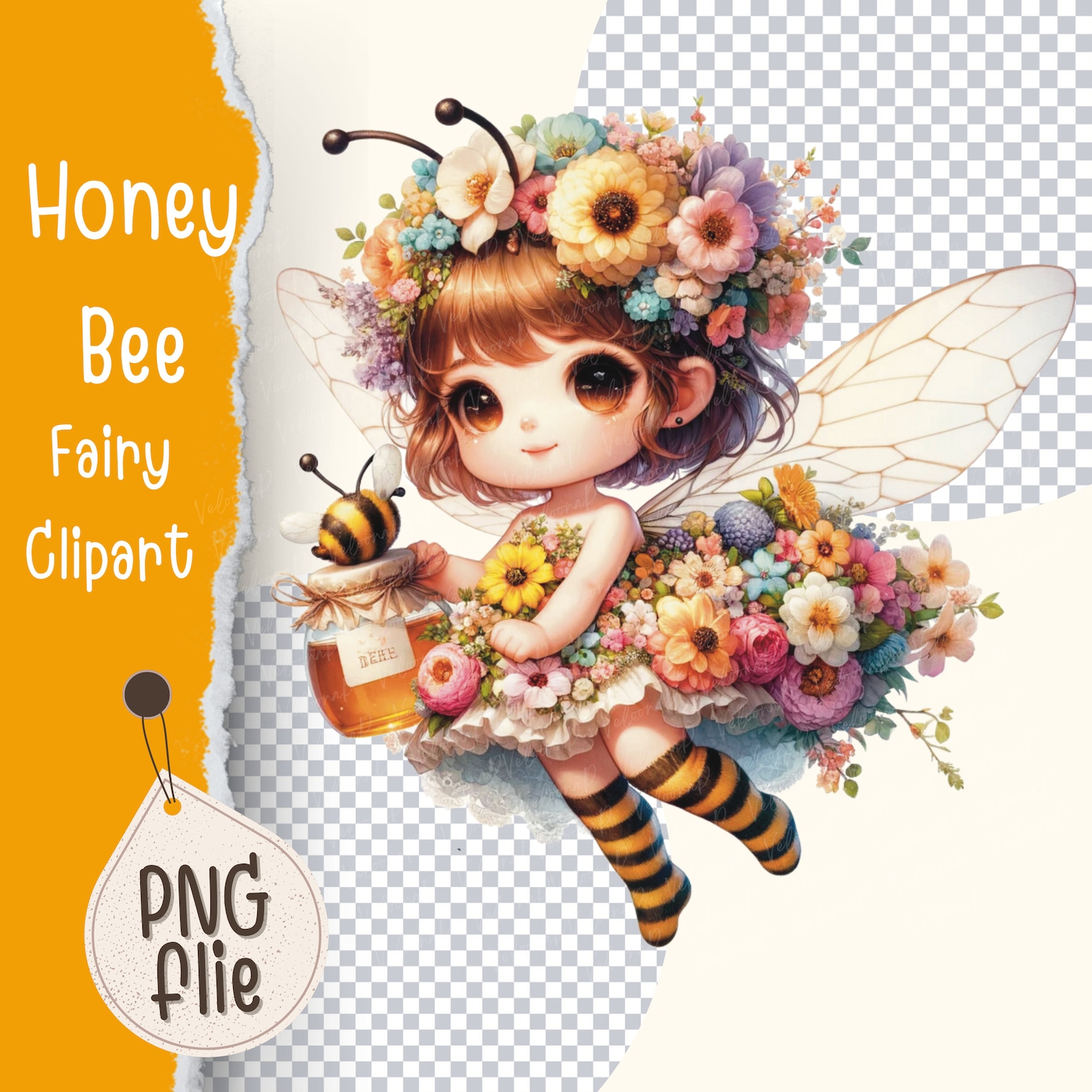Fairy Honey Bee Clipart, Fairy Honey Bee, Fairy Bee Watercolor Clipart ...