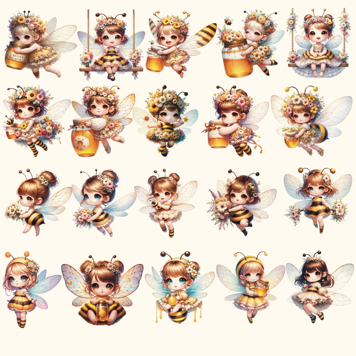 Fairy Honey Bee Clipart, Fairy Honey Bee, Fairy Bee Watercolor Clipart ...