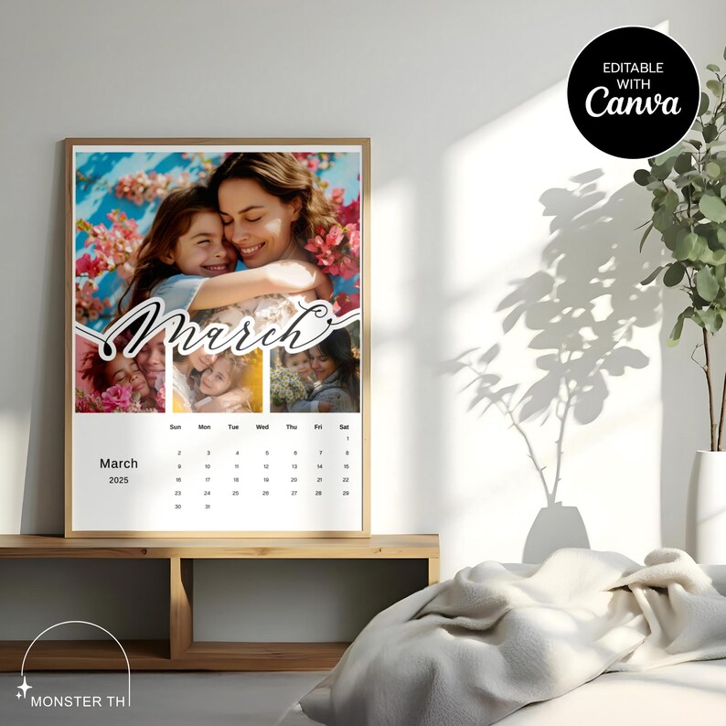 Editable 2025 Photo Calendar Template I Custom Design for Canva I Mini ...