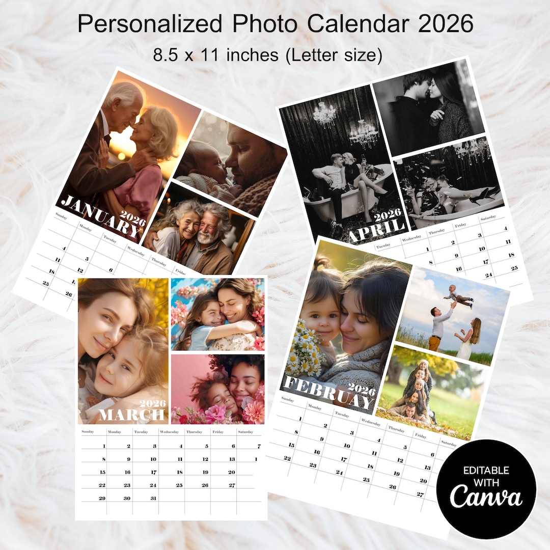 2026 Photo Calendar Canva Template: Minimalist Letter Size Printable ...