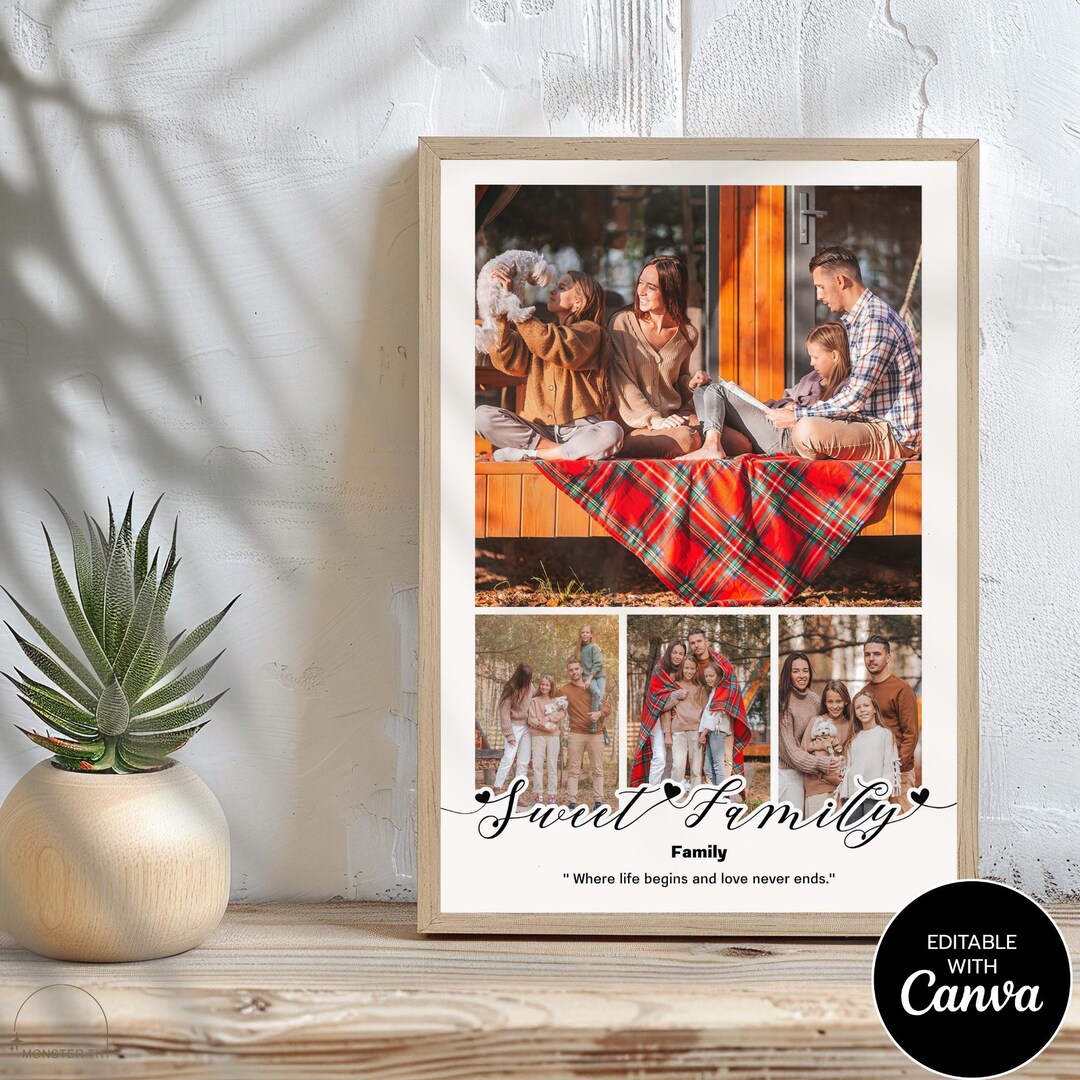 Customizable Family Photo Collage Template for Canva | Editable Sweet ...
