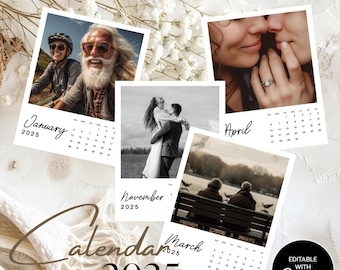 Editable 2025 Photo Calendar Template I Custom Design for Canva I Mini ...