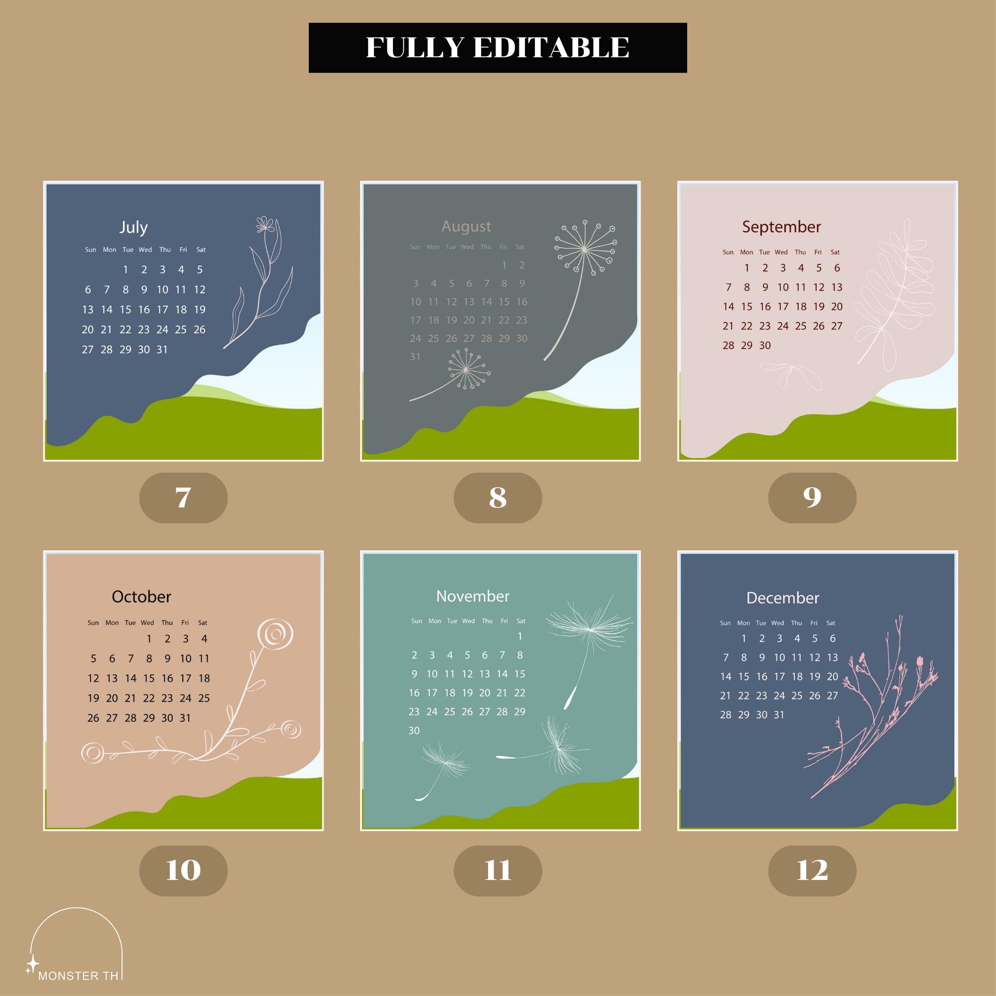 Editable 2025 Calendar Canva Template / Design for Canva Template ...