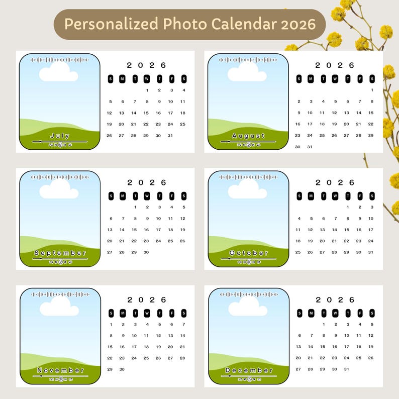 2026 Mini Photo Calendar Template | Business Card Size (digital ...
