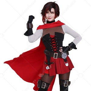 RWBY 7 Ruby Rose Cosplay Costume With Cloak and Belts Set - Etsy