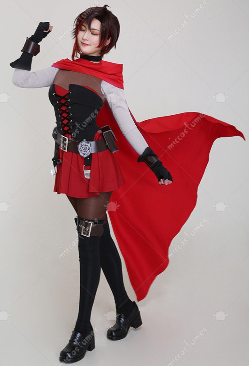 RWBY 7 Ruby Rose Cosplay Costume With Cloak and Belts Set - Etsy