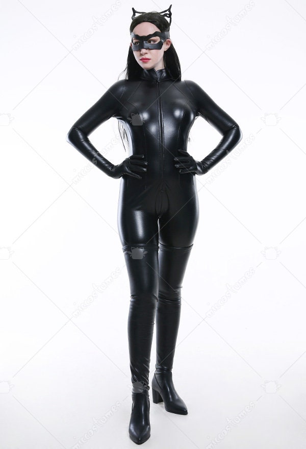 Feline Femme Fatale Black Catsuit Zentai Suit Bodysuit Jumpsuit Cosplay Costume With Eyepatch ...