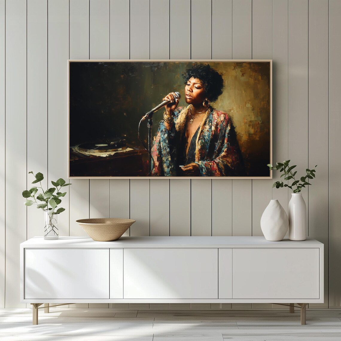 Vintage Style Jazz Singer Frame TV Art, Moody Portrait Frame TV Art ...