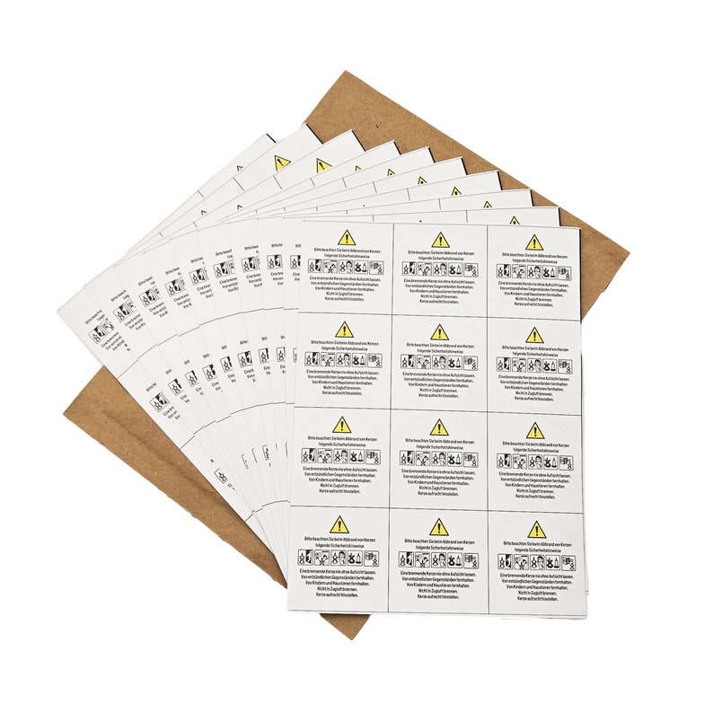German Safety Instructions Stickers for Candles DIY, Labels for Candle ...