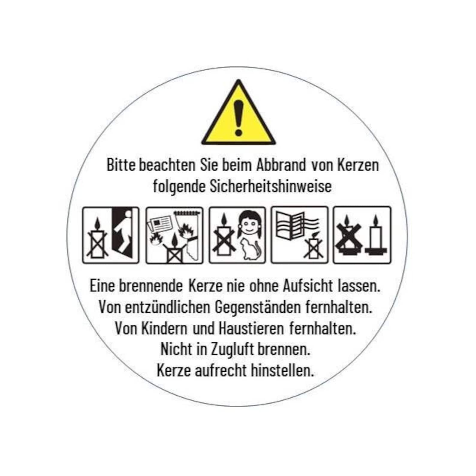 German Safety Instructions Stickers for DIY Candles, Labels for Candle ...
