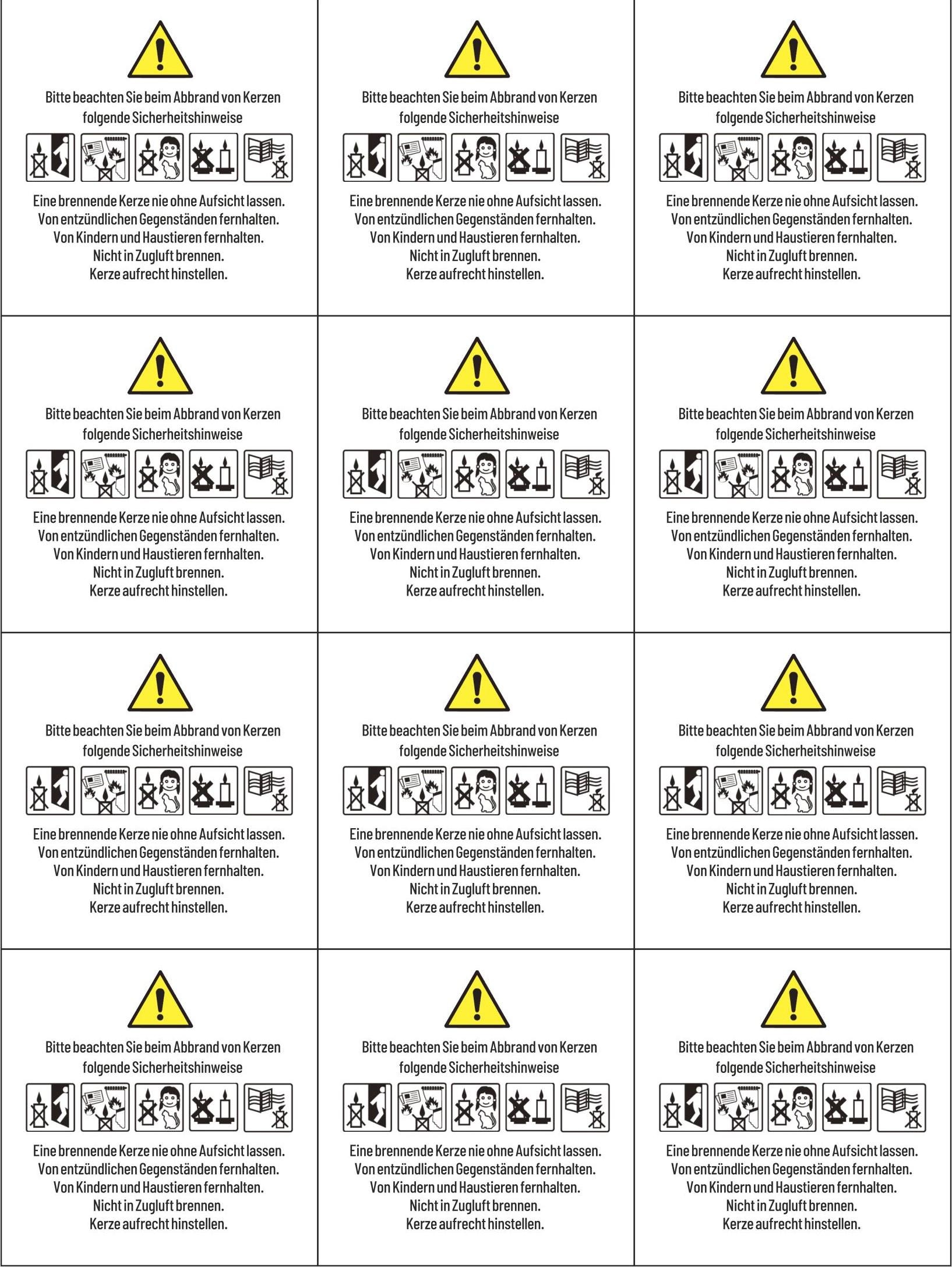 German Safety Instructions Stickers for DIY Candles, Labels for Candle ...