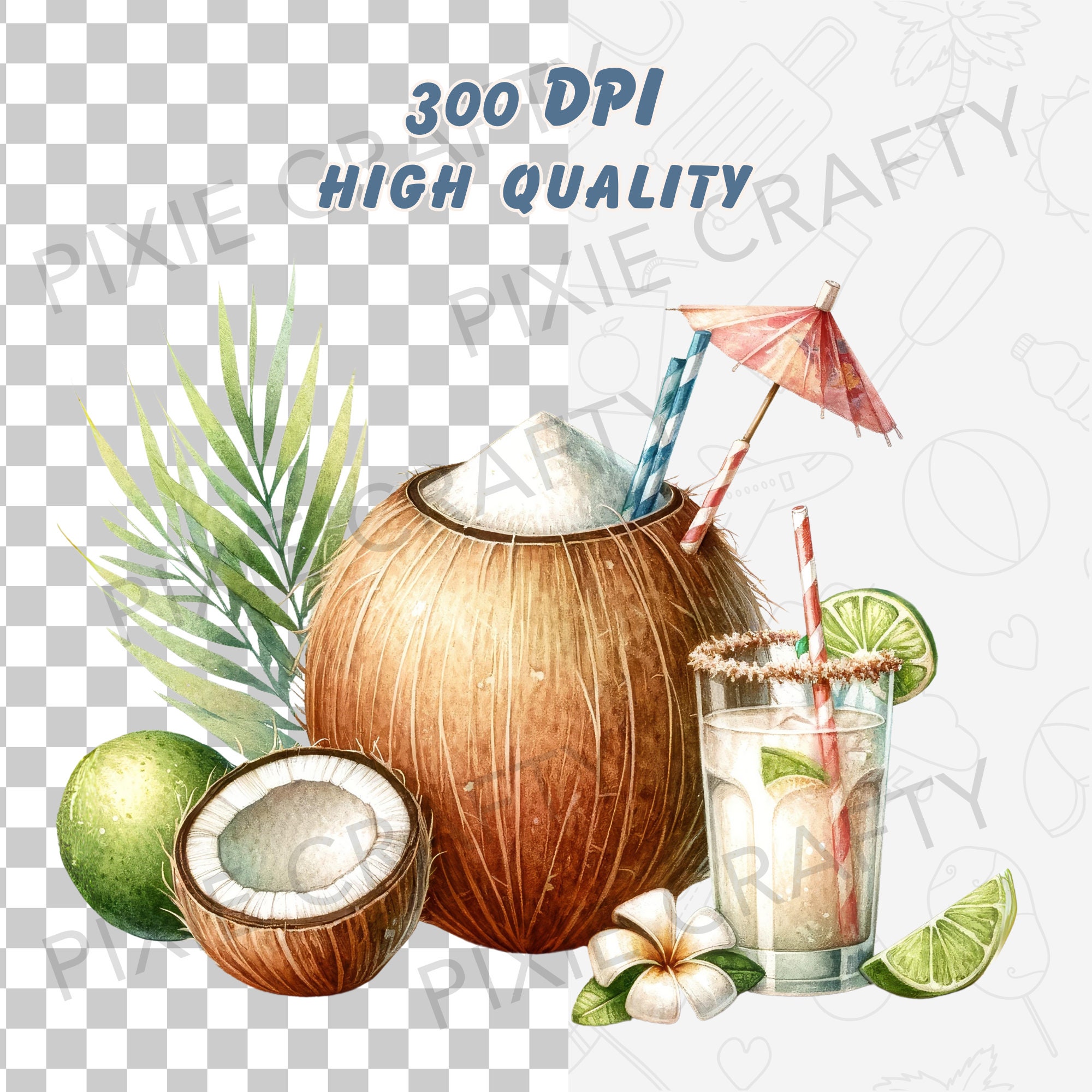 Summer Beach Clipart, Watercolor Beach Clipart, Vacation PNG, Summer ...