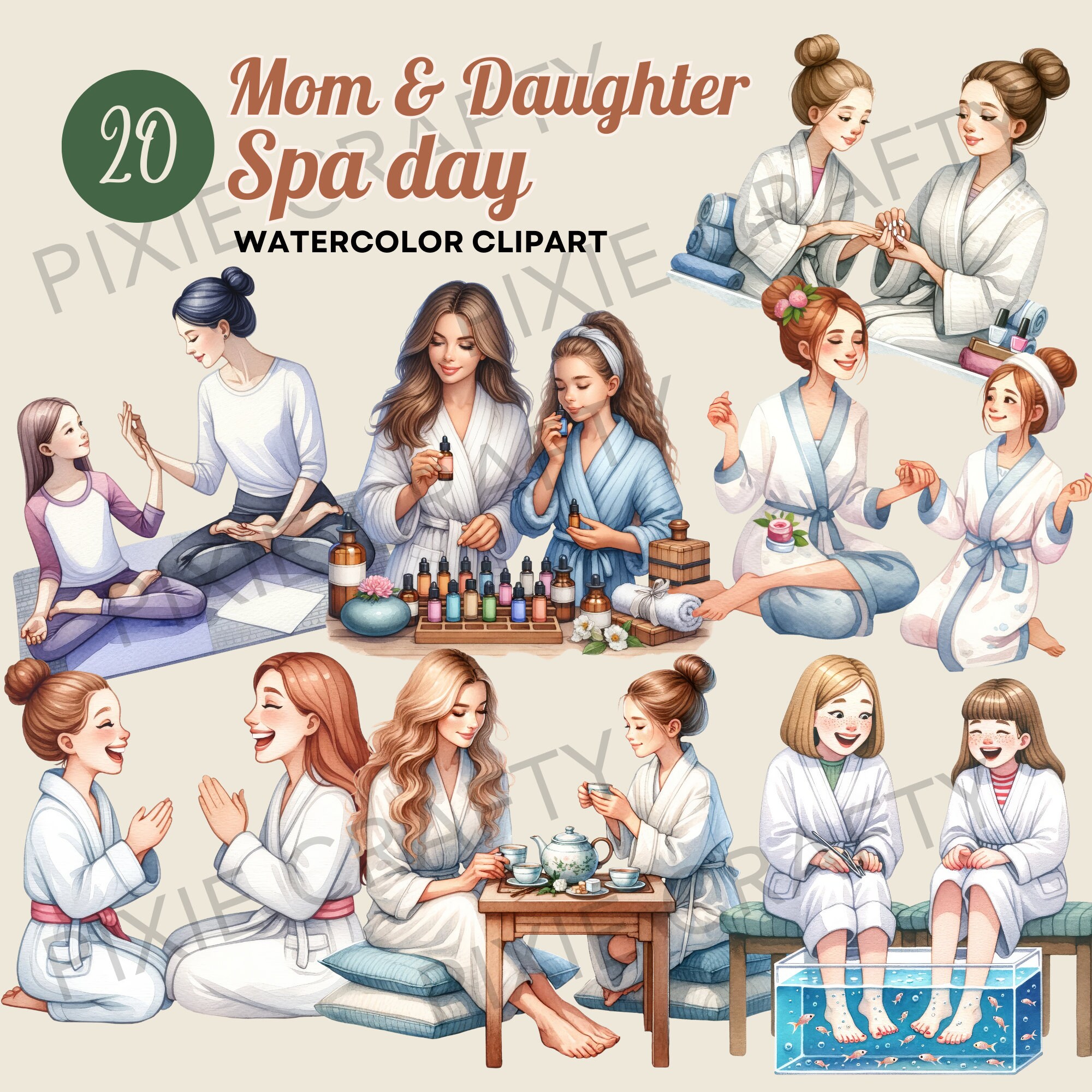 Watercolor Mothers Day, Mother Daughter Clipart Bundle, Mom and Me ...