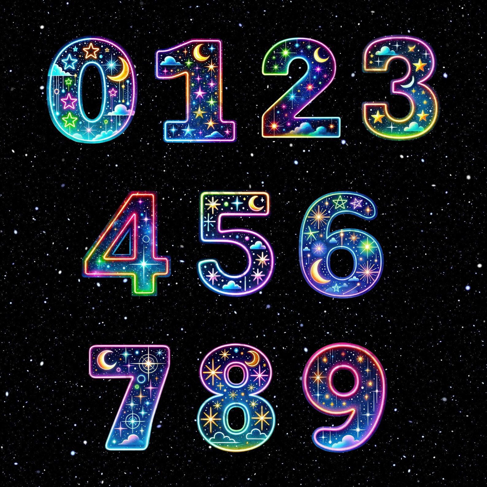 Neon Space Alphabet, Glowing Galaxy PNG, Outer Space Letters ...