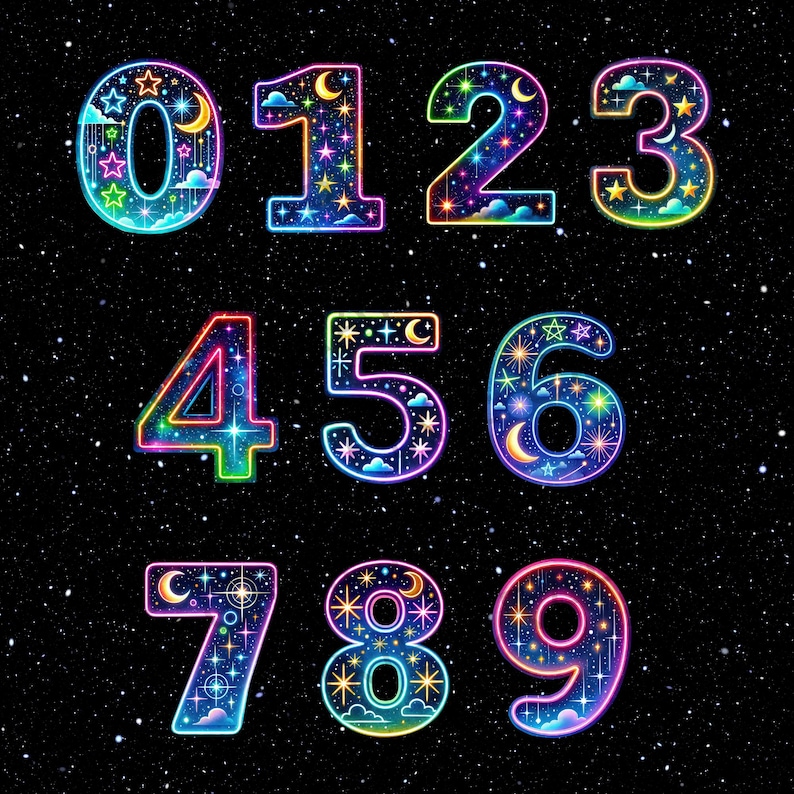 Neon Space Alphabet PNG: Galaxy Font Clipart (digital Download) - Etsy