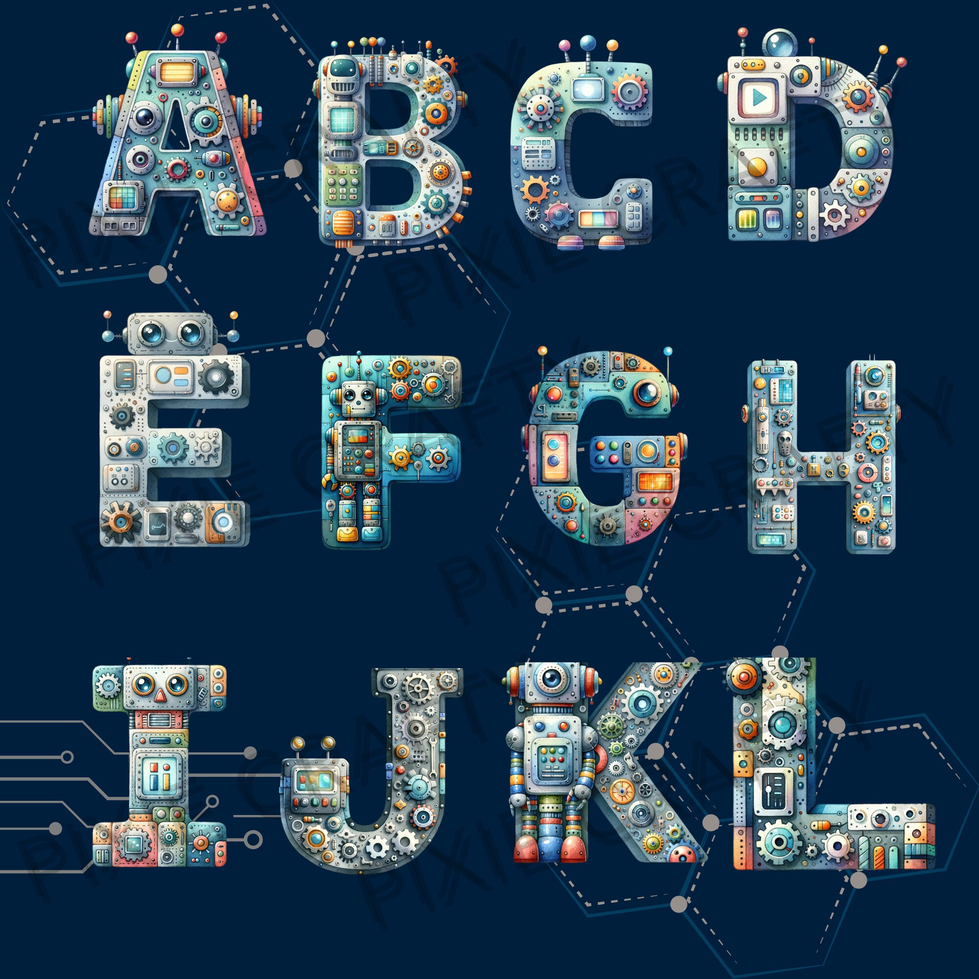 Robot Alphabet Clipart: Kid's Number PNG Set (digital Download) - Etsy