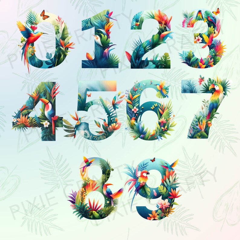 Watercolor Tropical Floral Alphabet: PNG Clipart, Summer Font (digital ...