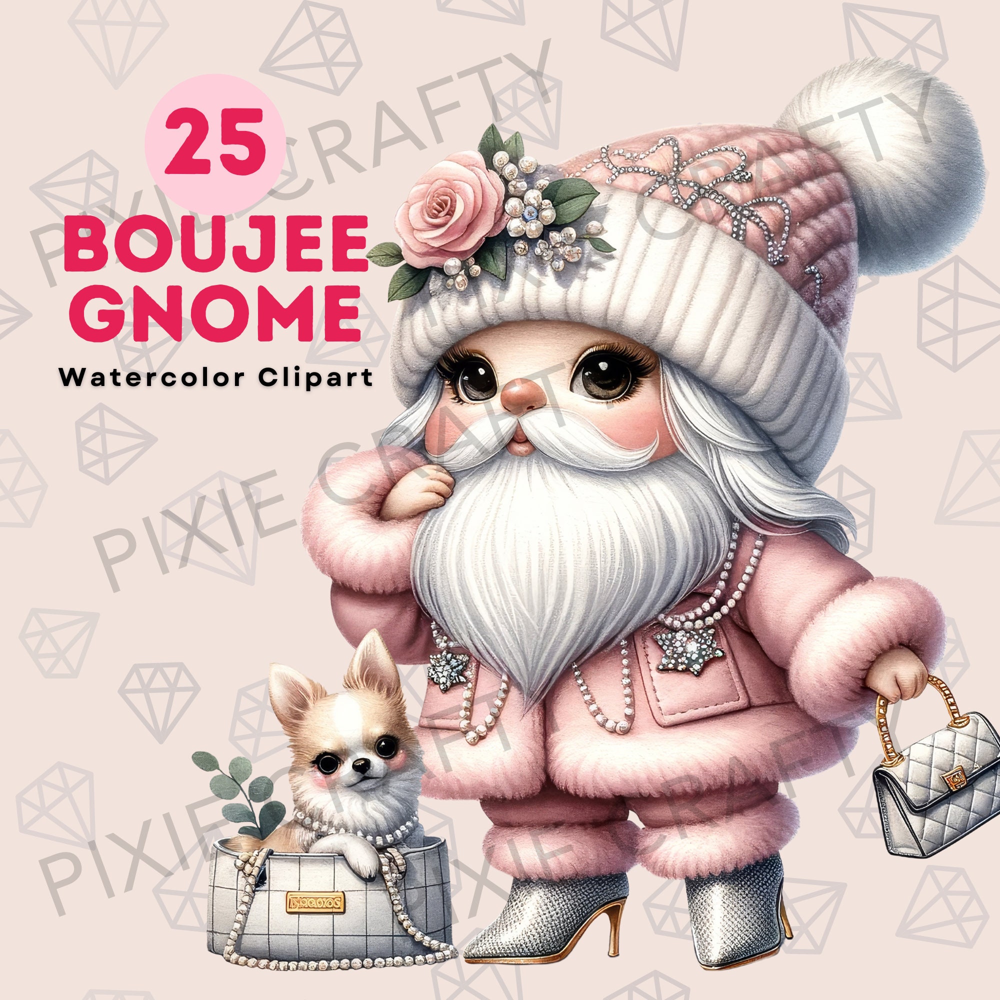 Boujee Gnome Watercolor Clipart: Boujee Mama PNG (digital Download) - Etsy