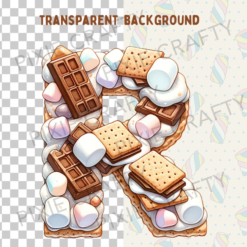 Watercolor Smore Alphabet Clipart: 36 S'mores Letters & Numbers ...