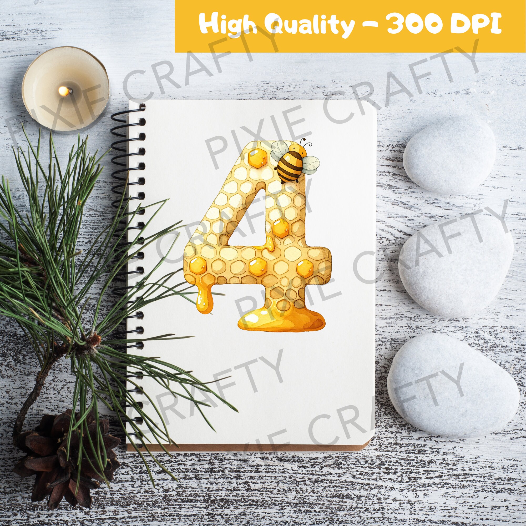 Honey Bee Watercolor Alphabet and Number, Honeycomb Letter Clipart ...