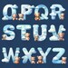 Watercolor Teddy Bear Alphabet Clipart: Blue Nursery Font (PNG Digital ...