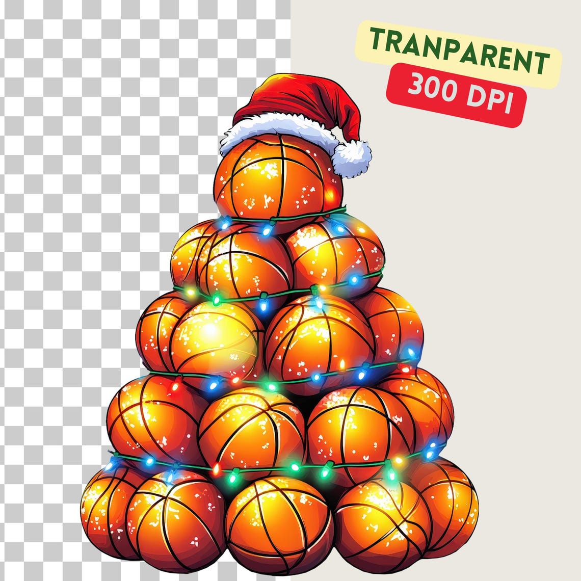 Watercolor Basketball Christmas Tree PNG: Sports Holiday Clipart ...