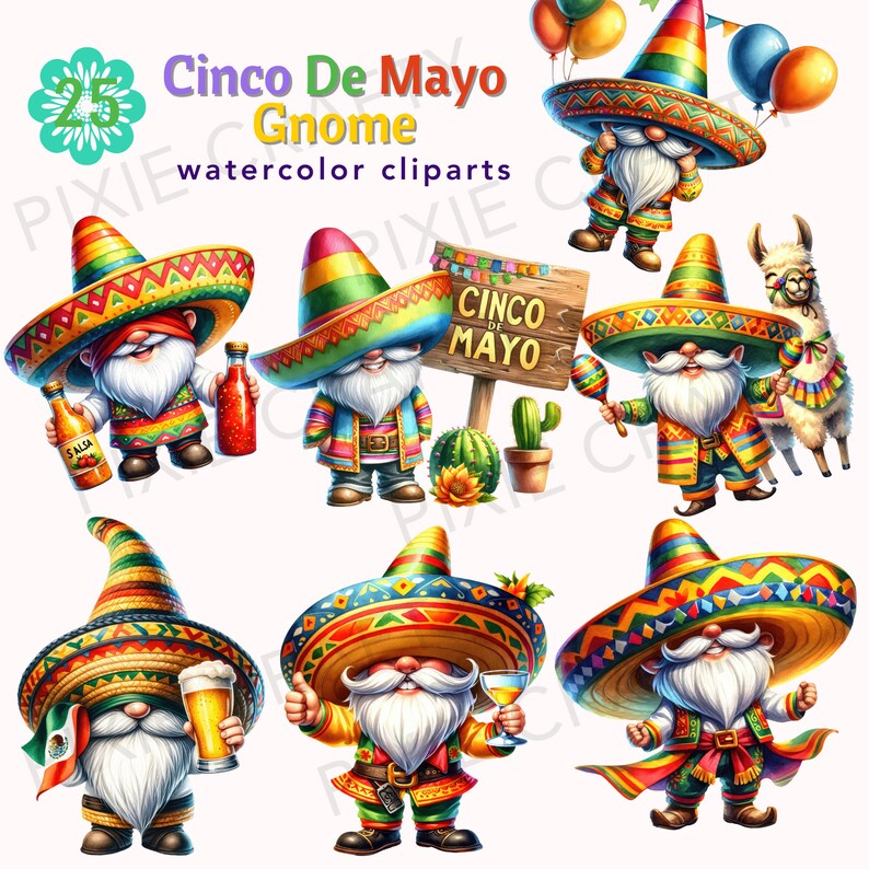 Cinco De Mayo Gnomes, Cinco De Mayo Png, Mexican Hat Png, Gnomes Aztec ...