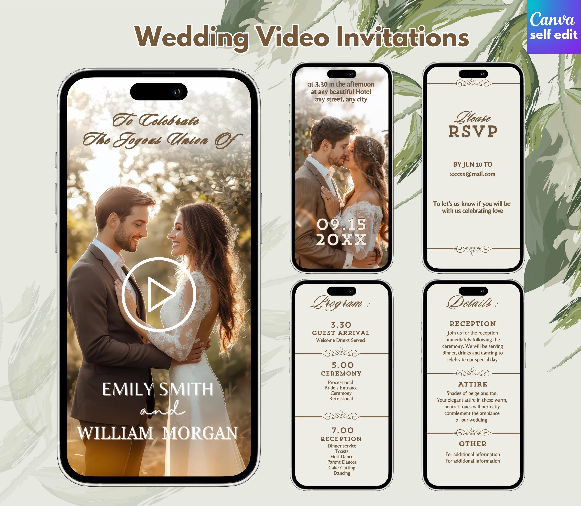 Invitación de boda en video, invitación de boda animada, tarjeta ...