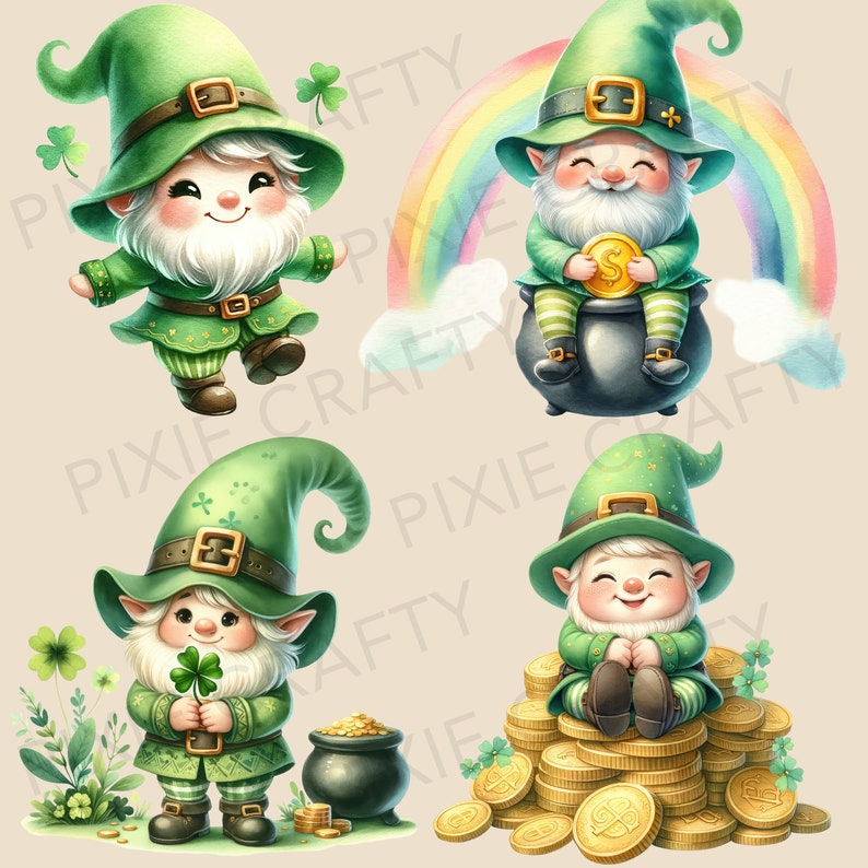 Watercolor St.patrick's Day Gnomes, Gnome PNG, Watercolor Gnome Clipart ...