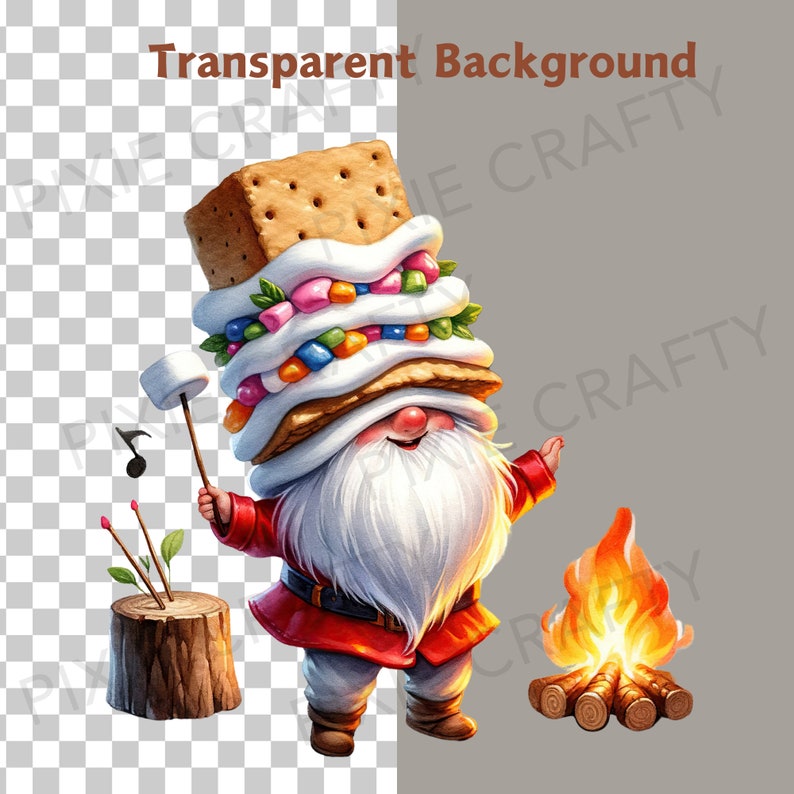 Watercolor S'mores Gnomes Clipart: Camping PNG Images (digital Download ...