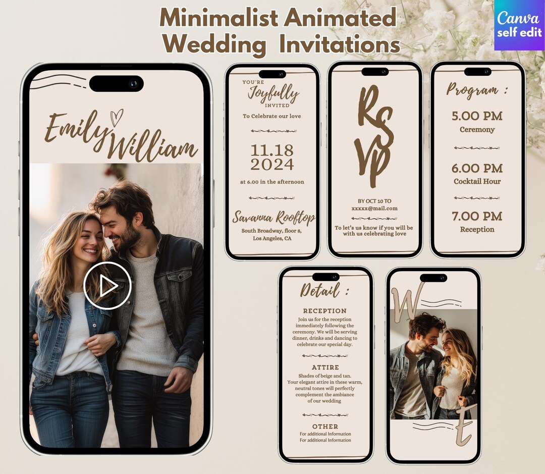 Minimalist Animated Wedding Invitation, Wedding Video Invitation ...