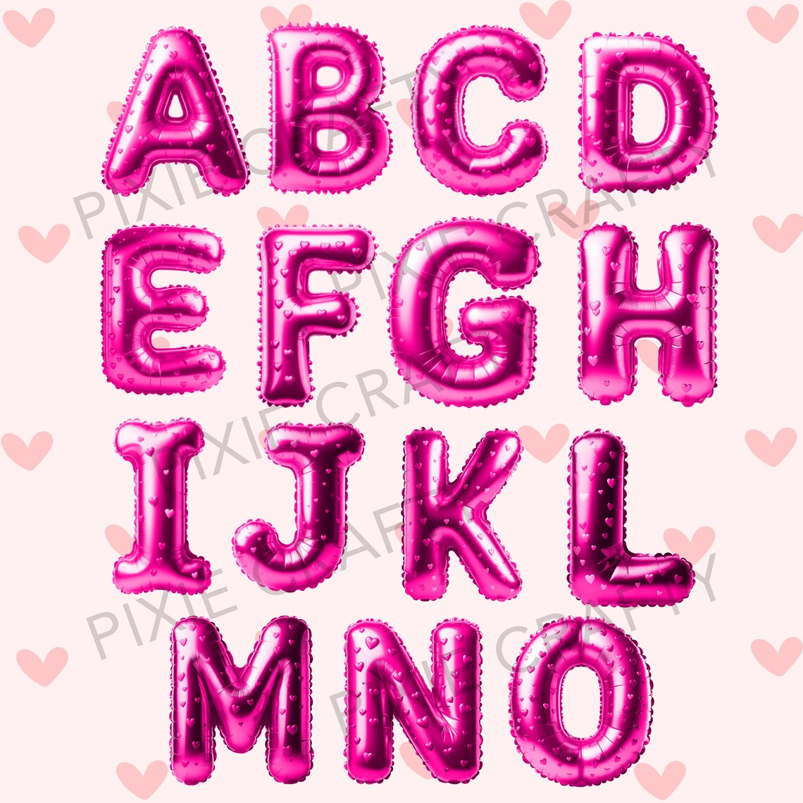 Hot Pink Foil Balloon Alphabet Clipart, Valentine Foil Balloon ...