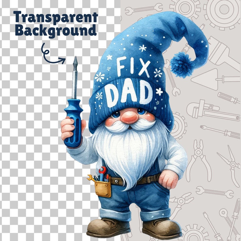 Watercolor Dad Gnome Clipart: Father's Day PNG (digital Download) - Etsy