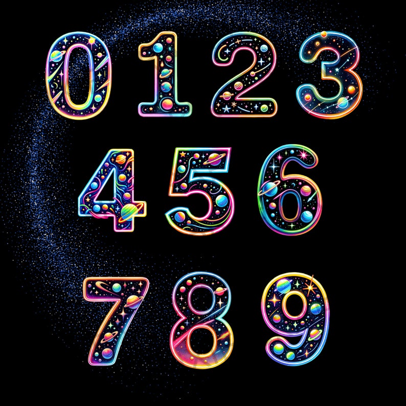 Neon Space Alphabet PNG: Galaxy Letters & Numbers (digital Download) - Etsy