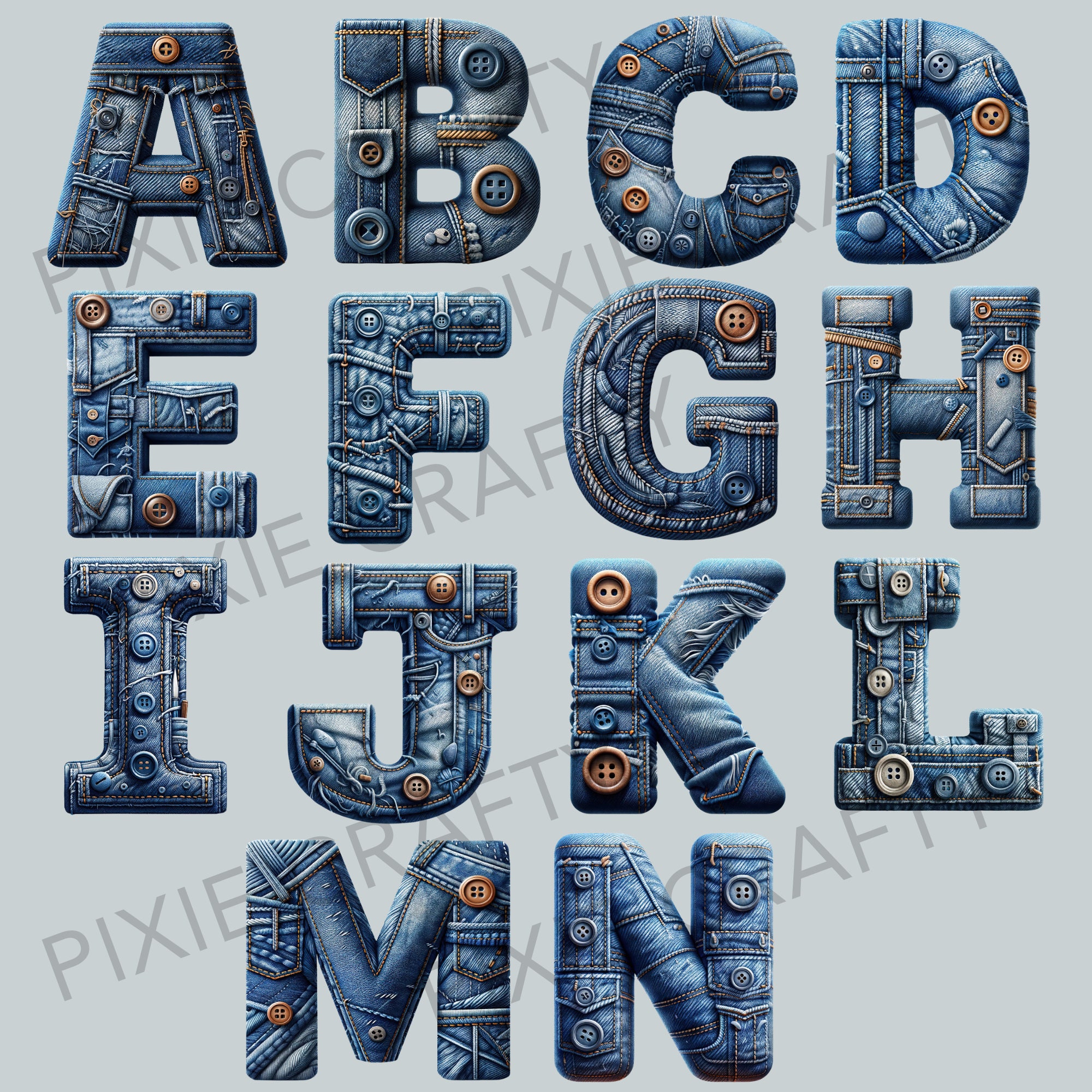 Denim Alphabet, Denim Jeans PNG, Jeans Alphabet, Denim Letters Clipart ...