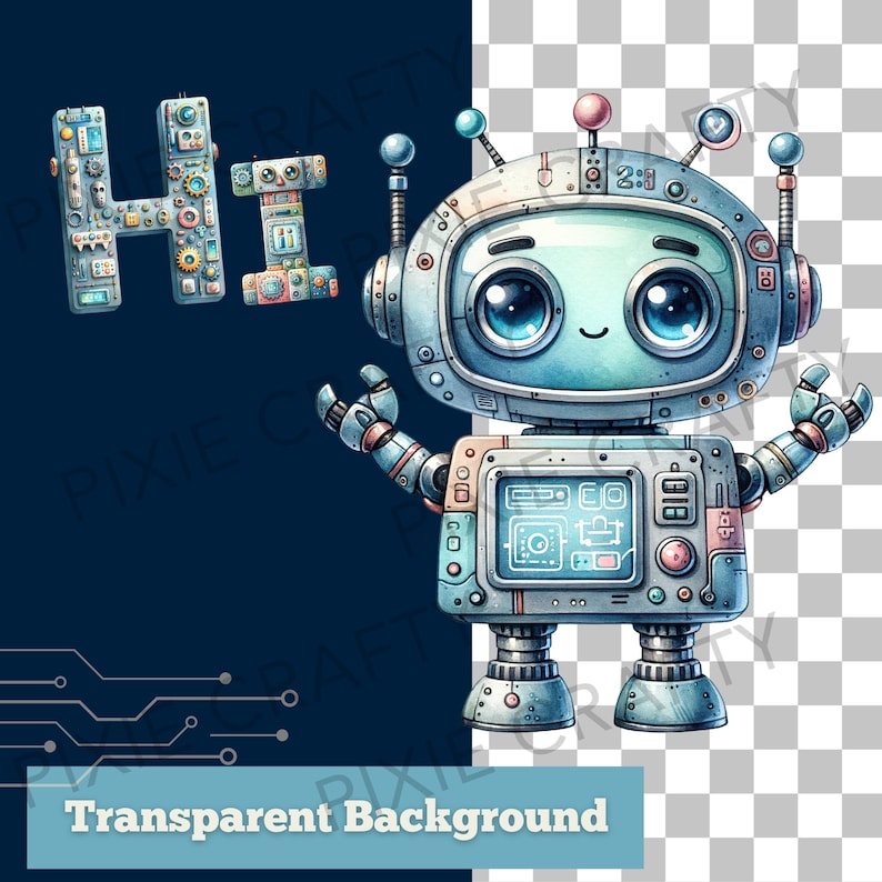 Robot Alphabet Clipart: Kid's Number PNG Set (digital Download) - Etsy