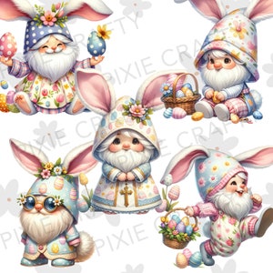 Easter Bunny Gnome Clipart, Spring Gnome Clipart, Watercolor Gnome ...